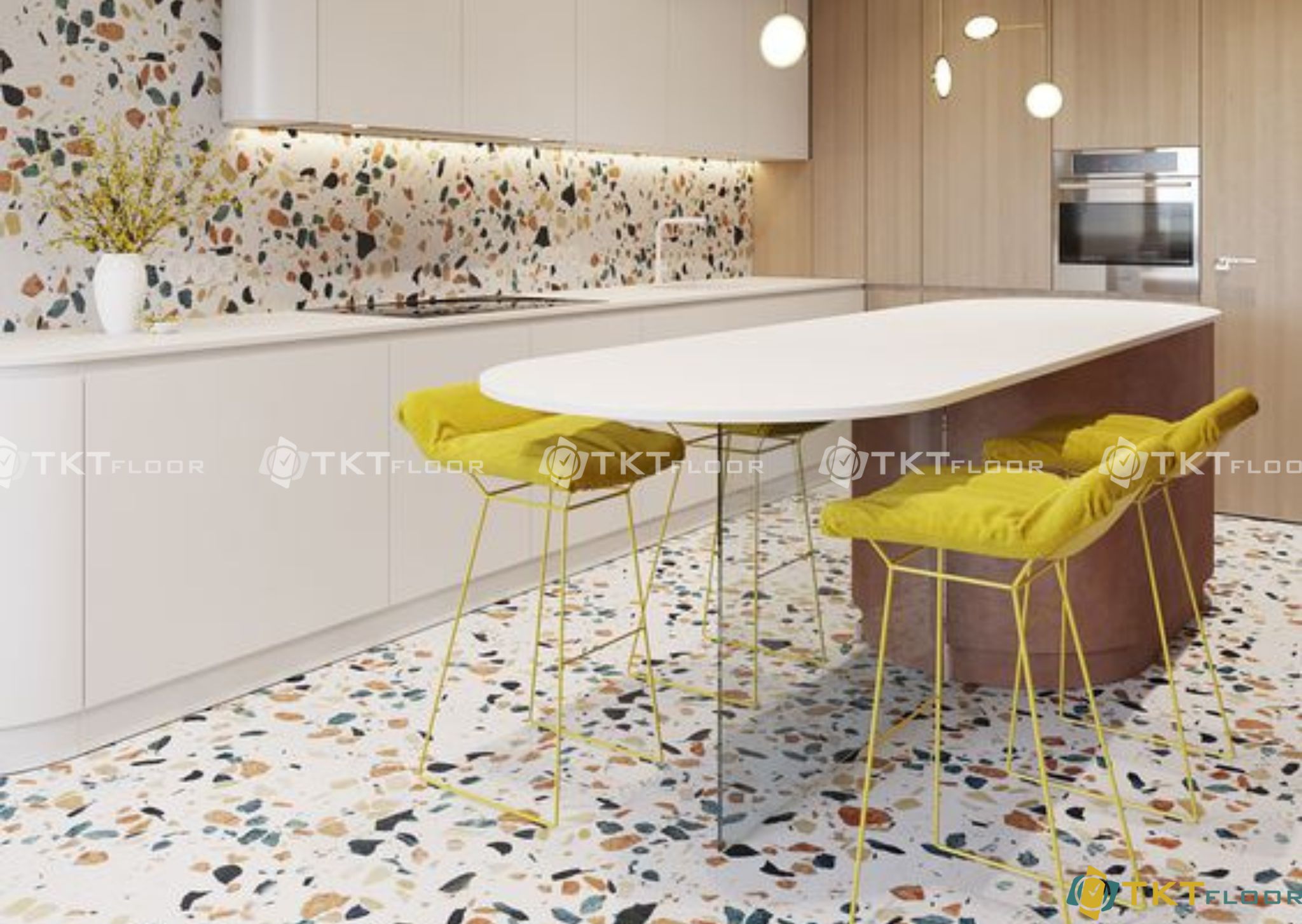 ỨNG DỤNG ĐÁ TERRAZZO TRONG THIẾT KẾ BẾP - TKT Floor